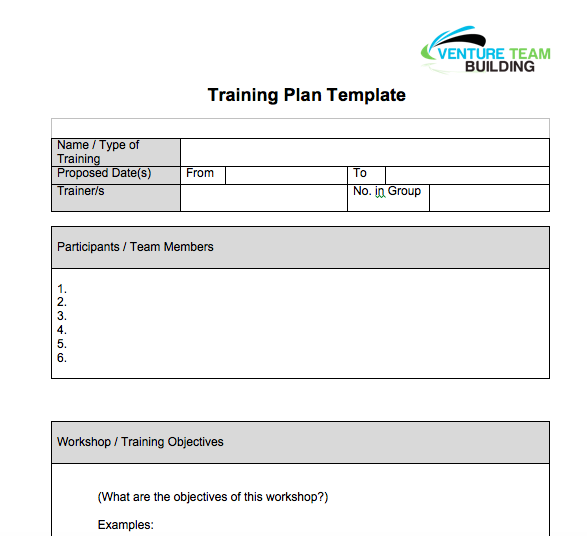 Training Plan Venture Team Building